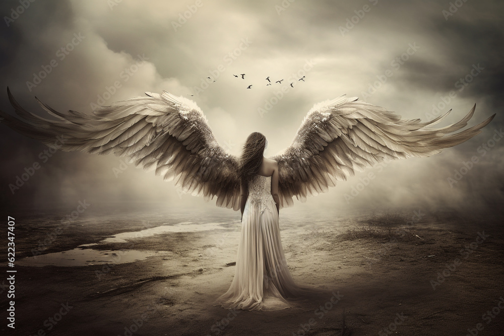 Religion, fantasy, fashion, good and evil concept. Abstract and surreal ...