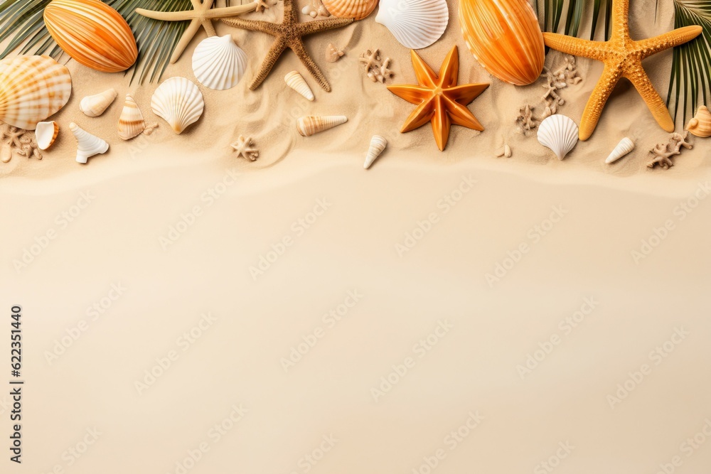 Beach themed frame for Flyers, Menù or Posters with Holiday Vacation ...