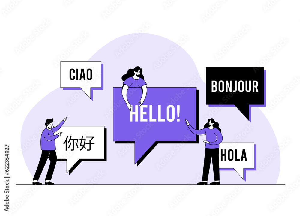 Online translator, Translate foreign languages, Chat bubbles with ...