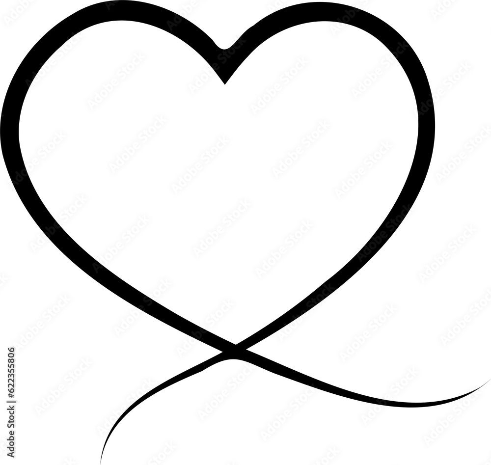 Abstract continuous line heart line art illustration. PNG with ...