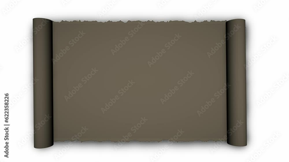 Scroll of torn paper rolls across white background animation Stock ビデオ ...
