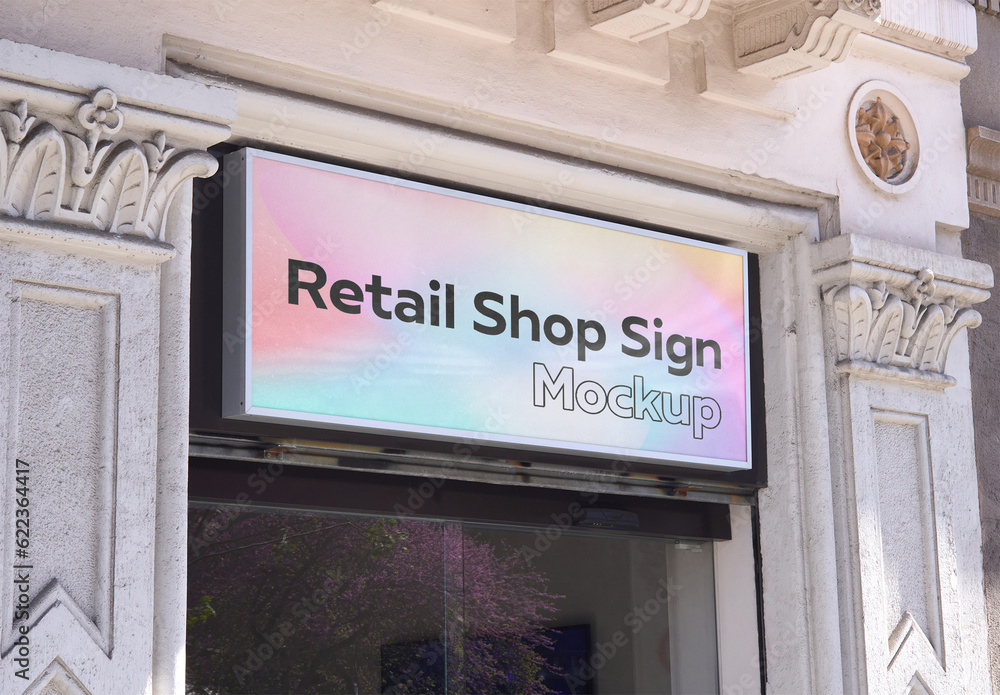 Modern Retail Sign Mockup with Reflections on a Classic Building Stock ...