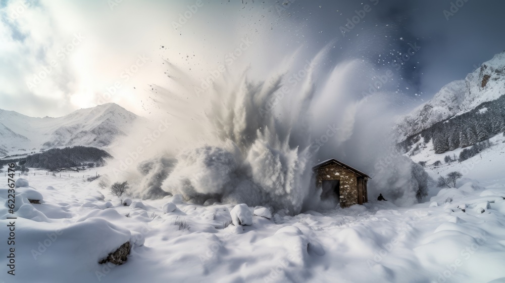 Scary picture of a natural epic phenomenon an avalanche which is about ...