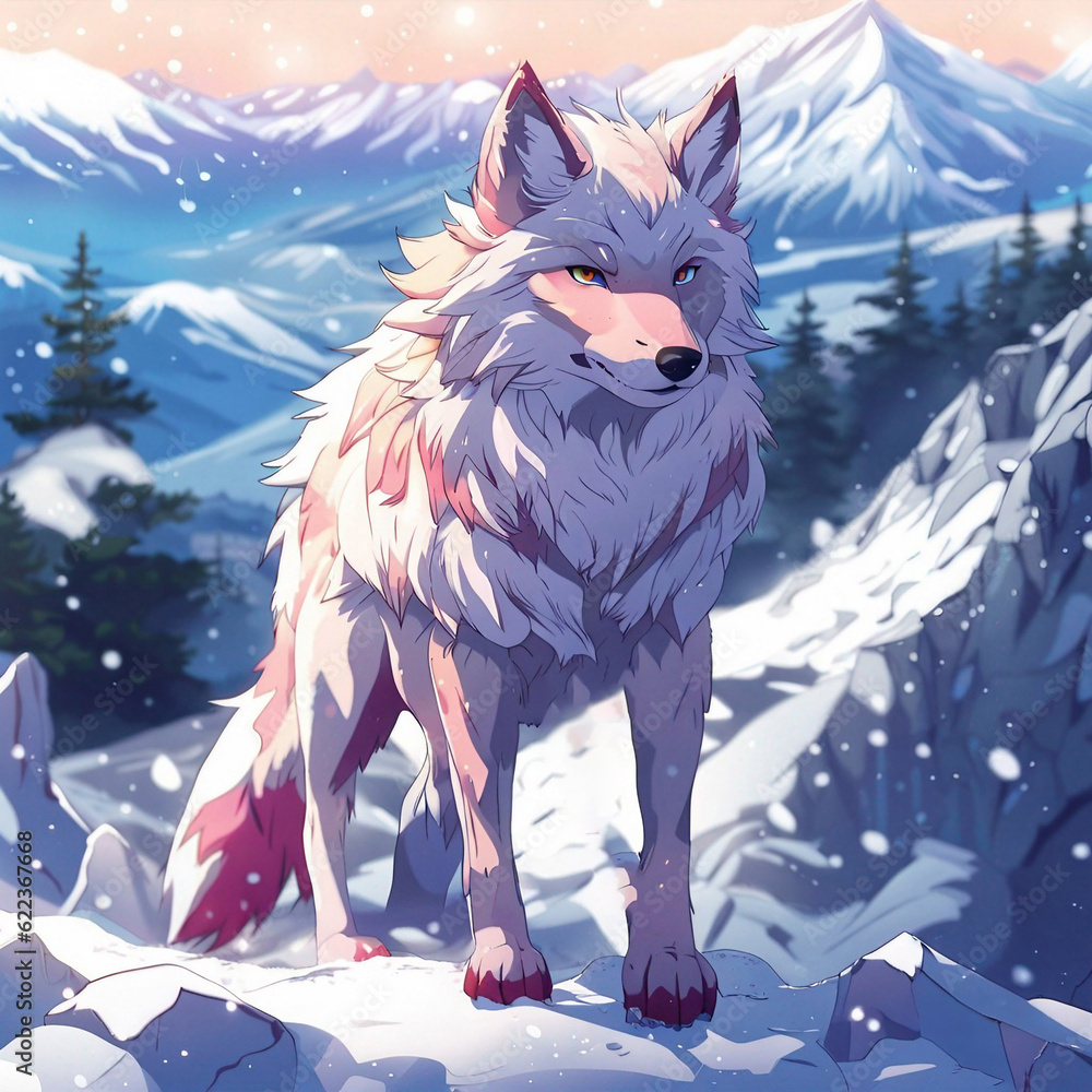 Generative Ai arctic wolf, fantasy wolf, The snowy mountain wolf ...
