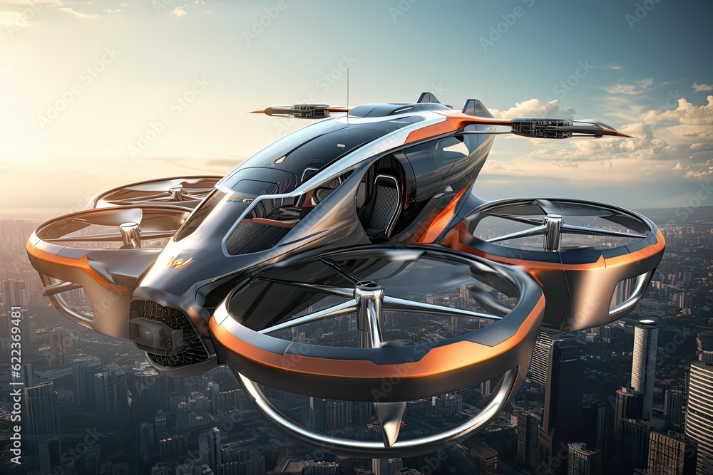 Futuristic Flying car, AI autonomous flying car, Futuristic ...