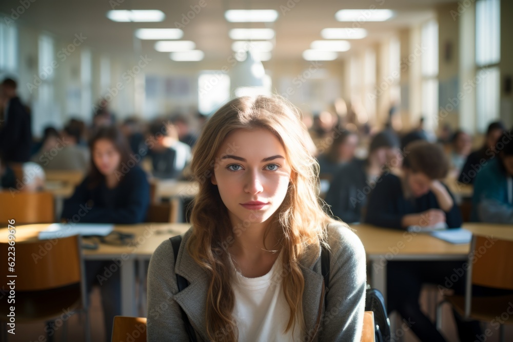 Female student young woman girl in class university high school college ...