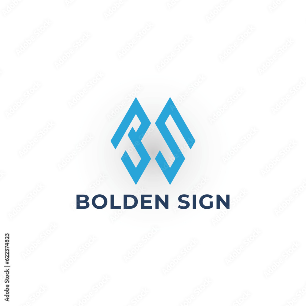 Abstract initial letter BS or SB in blue color isolated in white ...