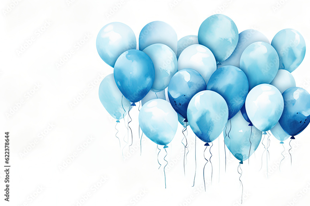 Blue Watercolor Balloons, Celebrate your Birthday Party, Happy Birthday ...