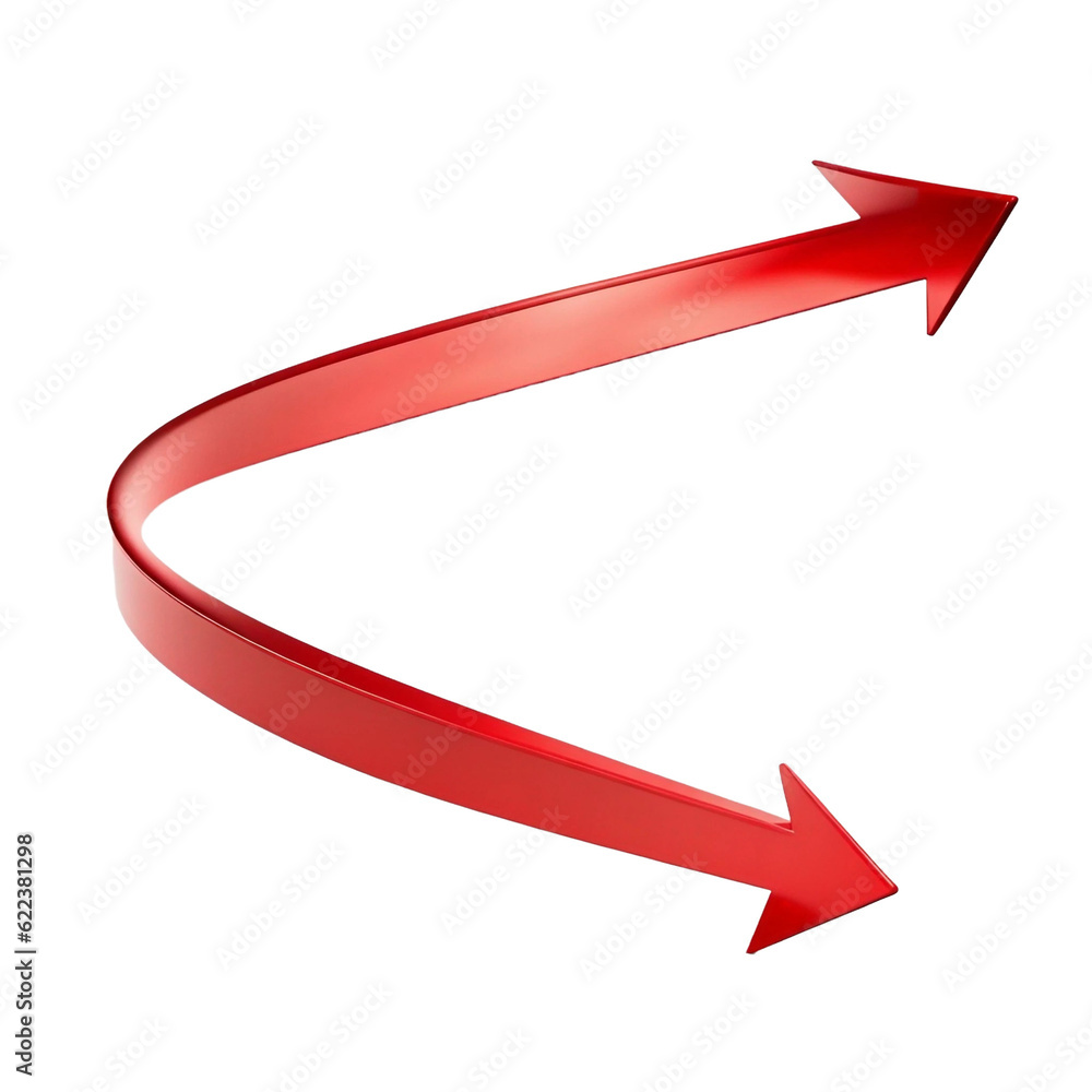 Ascending and descending red arrows on transparent background ...