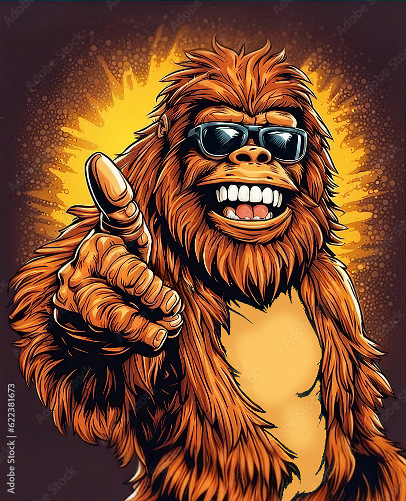 Funny Smiling Sasquatch wearing Sunglasses cartoon character mascot ...