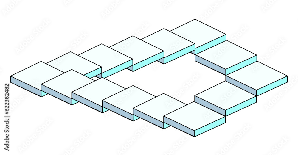 Penrose stairs, impossible staircase, optical illusion. 3d illustration ...