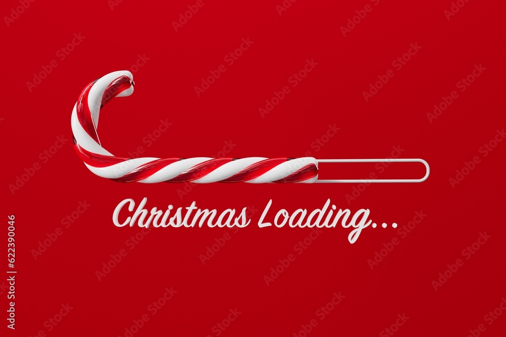 Christmas loading bar made with red and white candy cane sweet. 3D ...