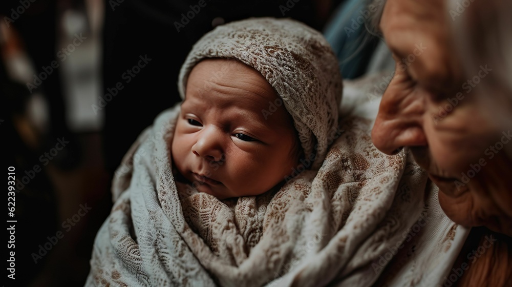 AI generated illustration of A baby cocooned in the embrace of a loving ...