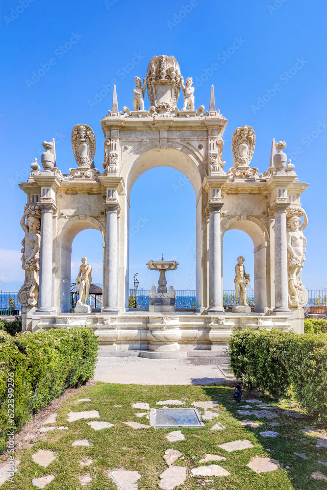 Naples, Italy - May 23, 2023: View of the Fountain of the Giant at the ...