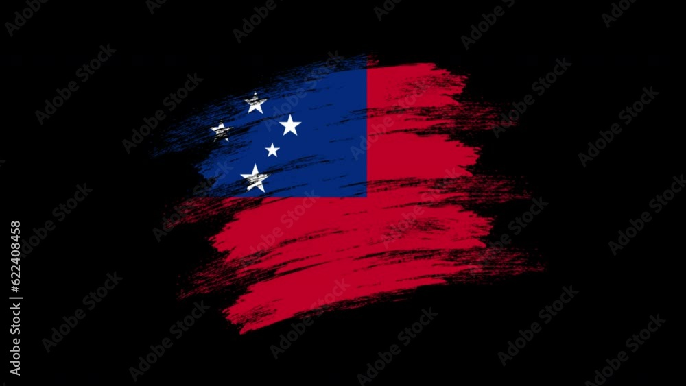 4K Paint Brush Samoa Flag with Alpha Channel. Waving Brushed Samoan ...