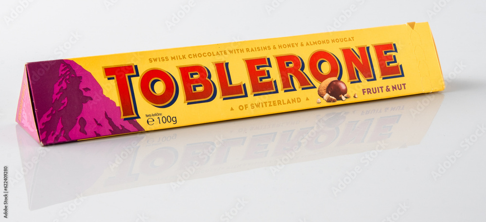 Toblerone Swiss chocolate with raising, honey, almond nougat. New ...