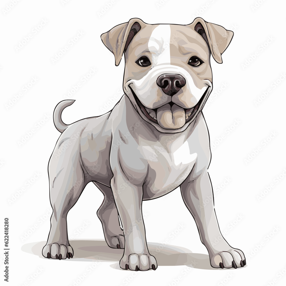 simple cartoon clipart pitbull dog white background Stock Vector ...