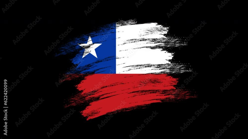 4K Paint Brush Chile Flag with Alpha Channel. Waving Brushed Chilean ...