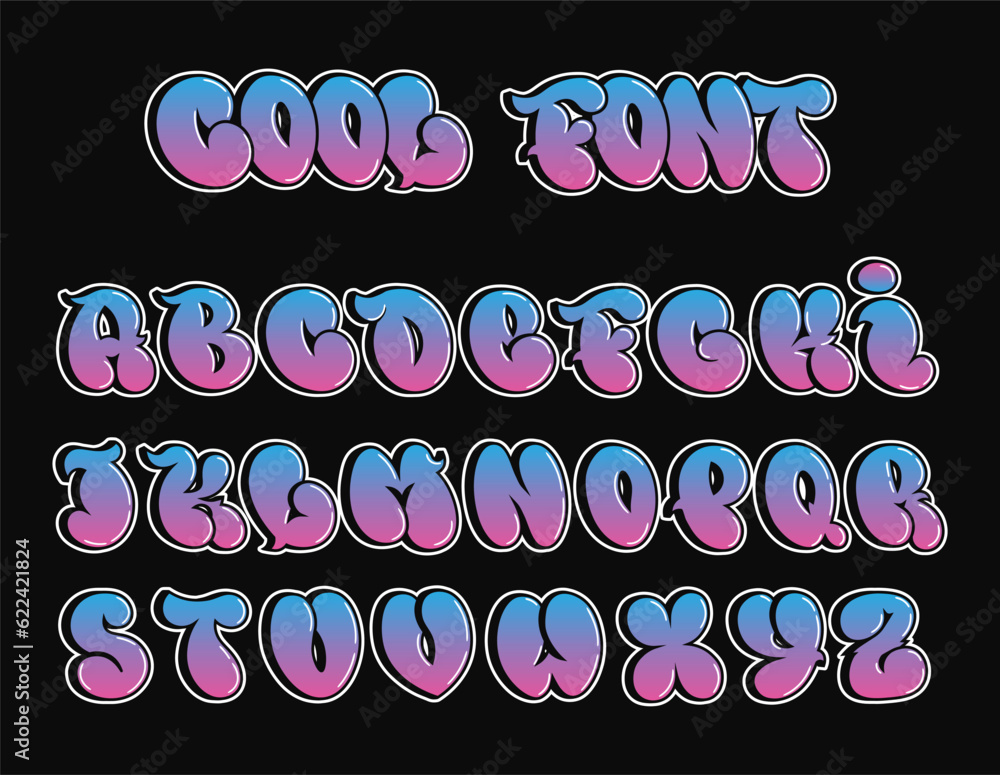 Graffiti Alphabet. Modern isolated cartoony letters. Handwritten trendy ...