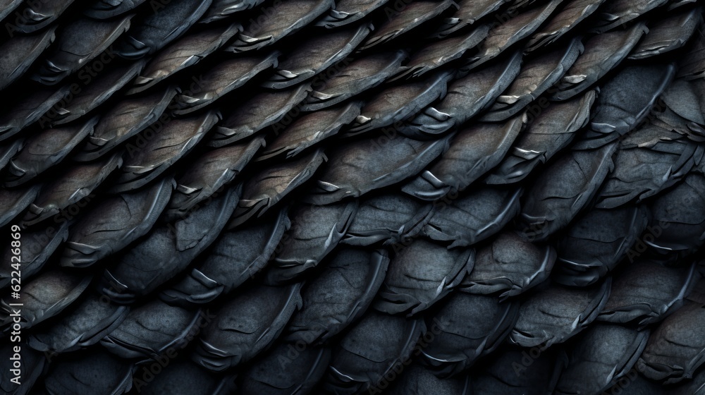 Texture of black dark dragon scales close up Generative AI Stock ...