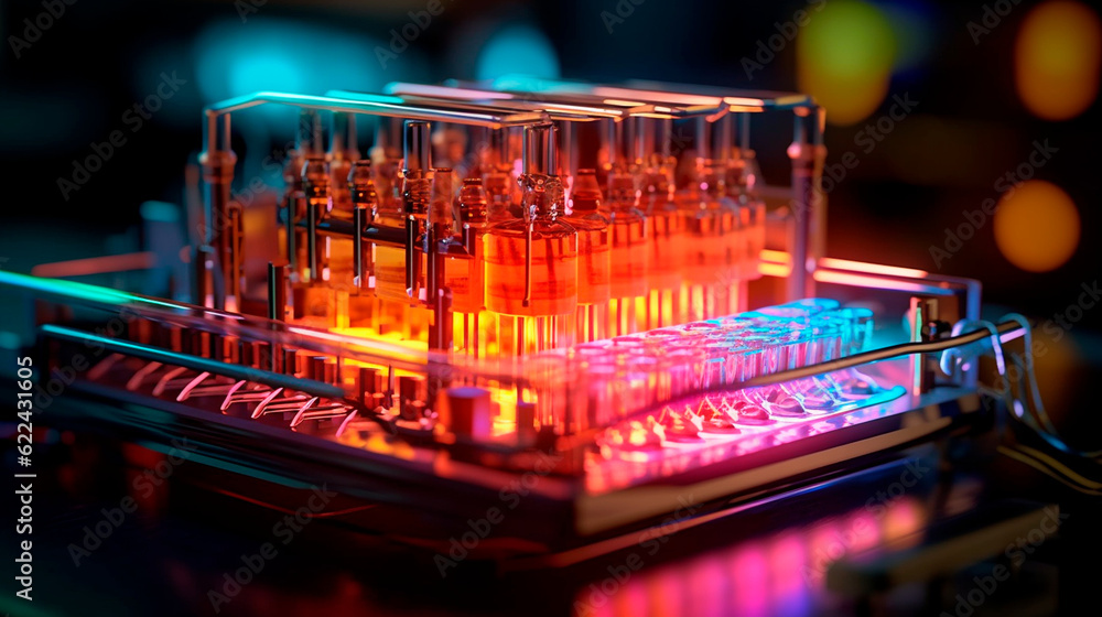 DNA Analysis Technique: Image of a Gel Electrophoresis Setup ...