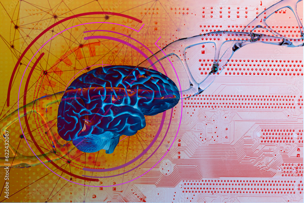 human brain on DNA helix background, deoxyribonucleic acid, nucleic ...