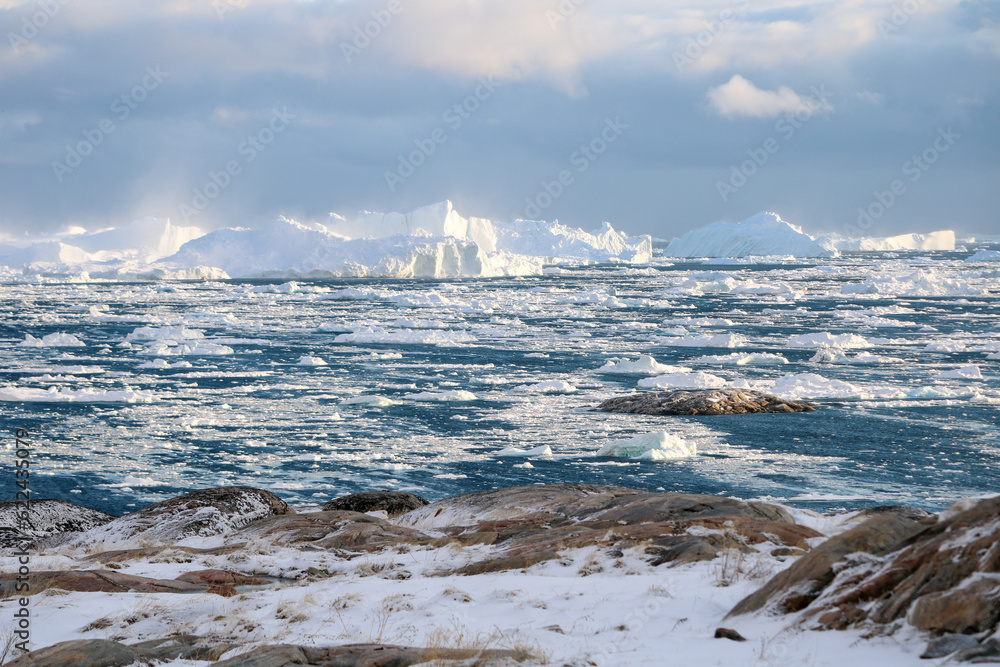 Ilulissat icefjord in Greenland with big iceberg Stock Photo | Adobe Stock
