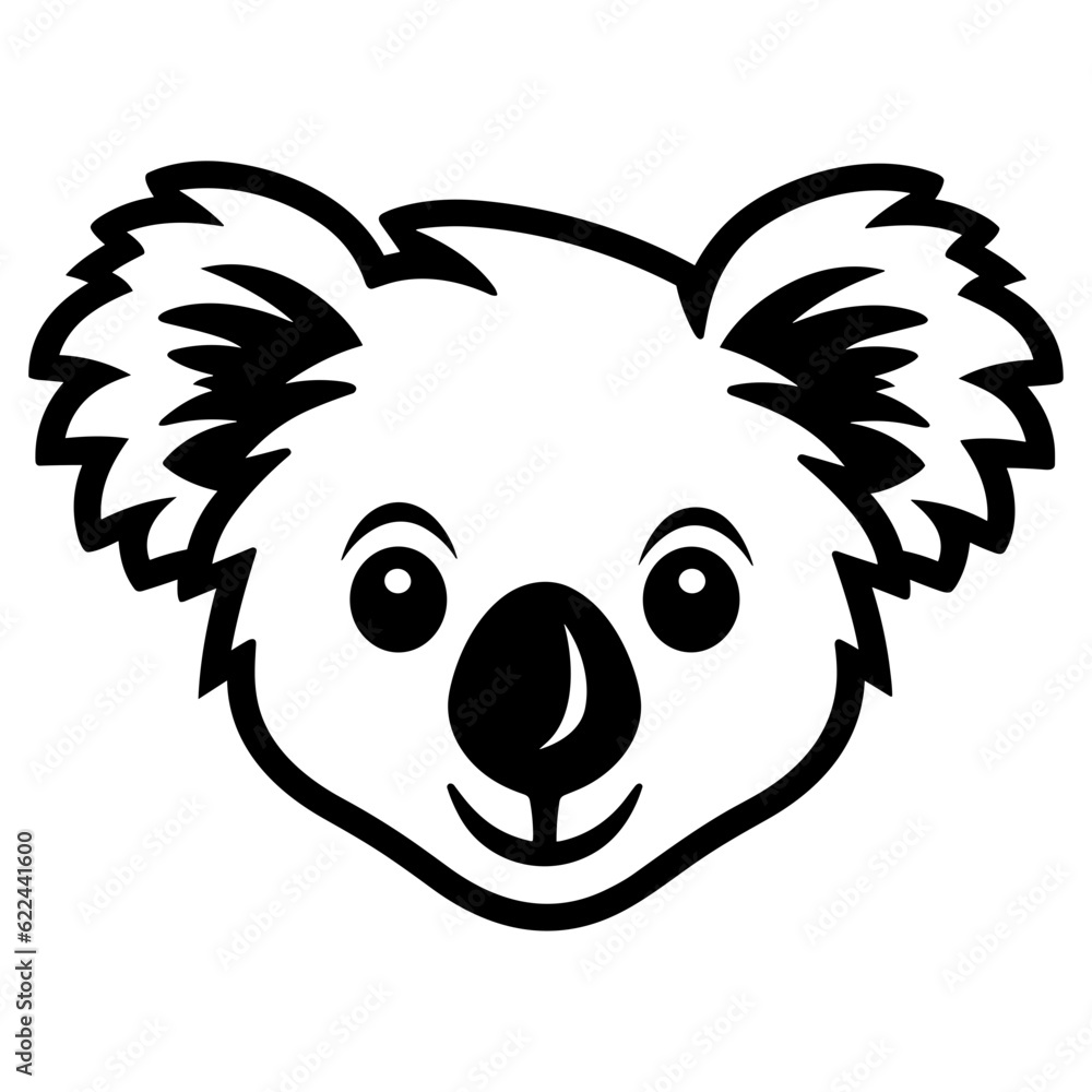 Koala smiling head face black silhouette logo svg vector Stock Vector ...