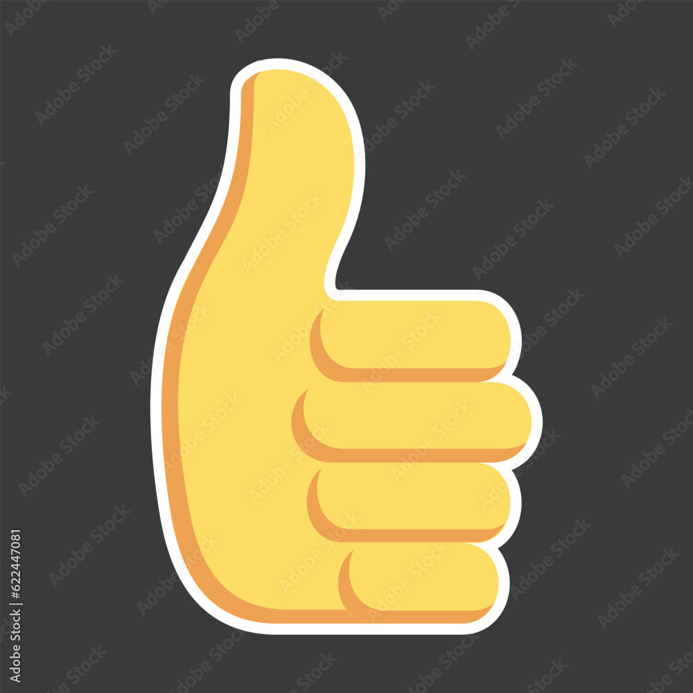 Thumbs Up vector icon. Isolated like sign, thumbs-up gesture indicating ...