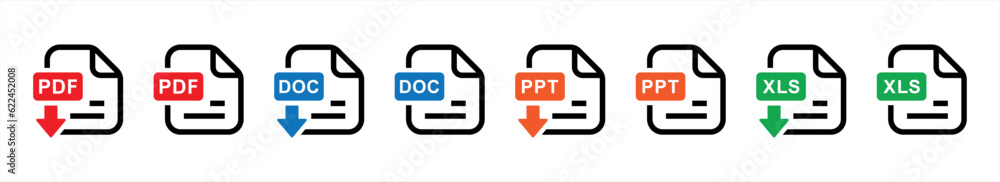 File format extensions icon set in line style. Document file type ... File format extensions icon set in line style. Document file type ...