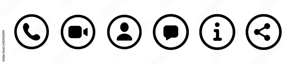 Video call icon set in flat style. Social media, online video, stream ...