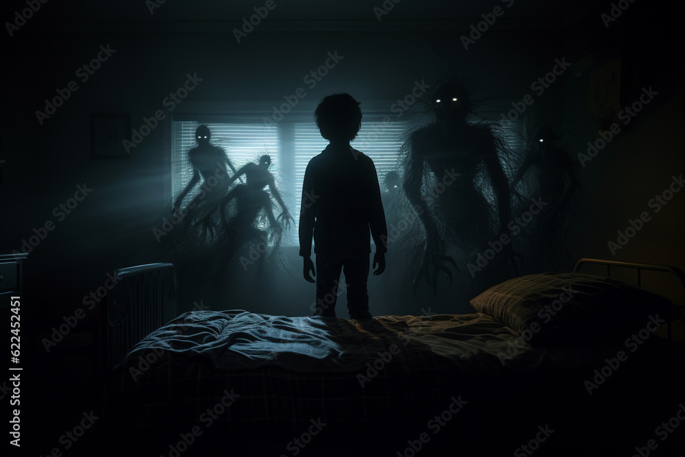 Nightmares, bad dreams. Terrible, scared, fear, unhappy, spooky, creepy ...