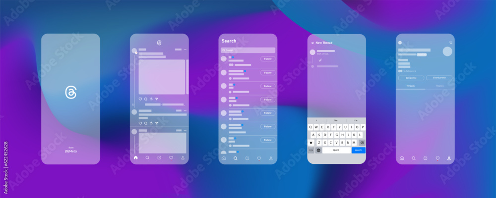 Vetor de Threads mockups. Threads photo frame. Social network interface ...