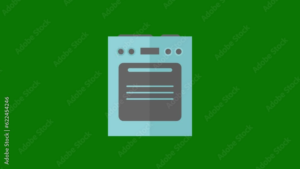 The cartoon Cooking Range animation is on a green background. Cooking ...