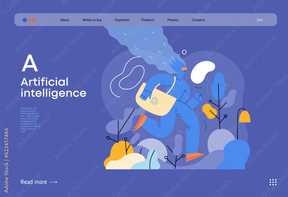 Artificial intelligence, Ecology -modern flat vector concept ... Artificial intelligence, Ecology -modern flat vector concept ...