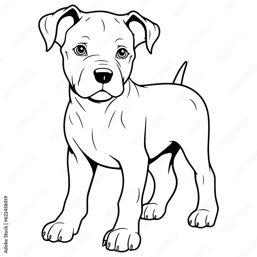 Cartoon Cute Puppy Coloring Page for Kids. Baby dog. American ...