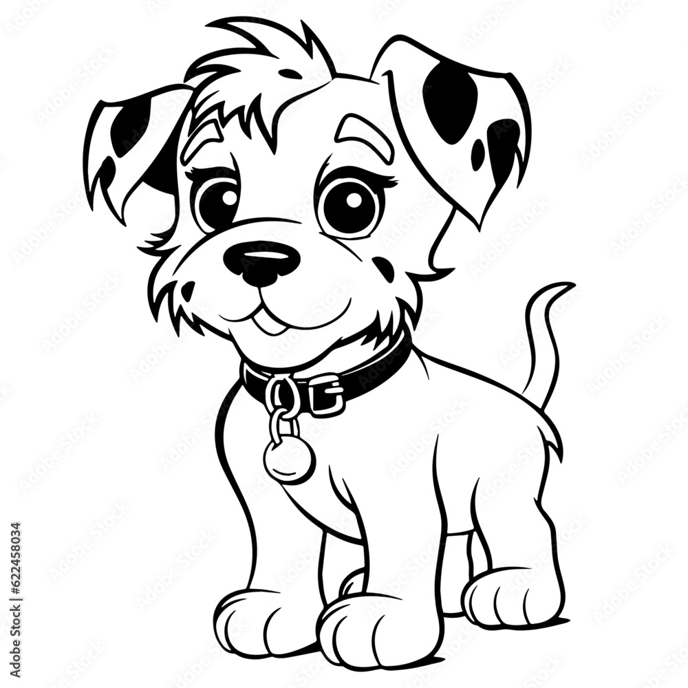 Cartoon Cute Puppy Coloring Page for Kids. Baby dog. Australian Terrier ...