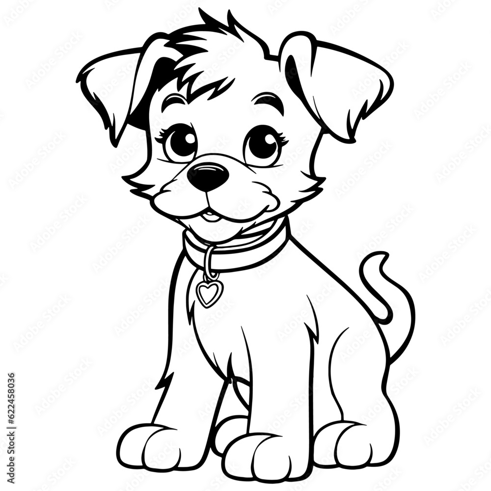 Cartoon Cute Puppy Coloring Page for Kids. Baby dog. Australian Terrier ...
