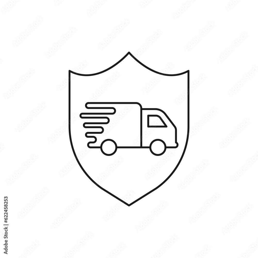 Truck with a shield. Secure shipping services. Safe delivery icon ...