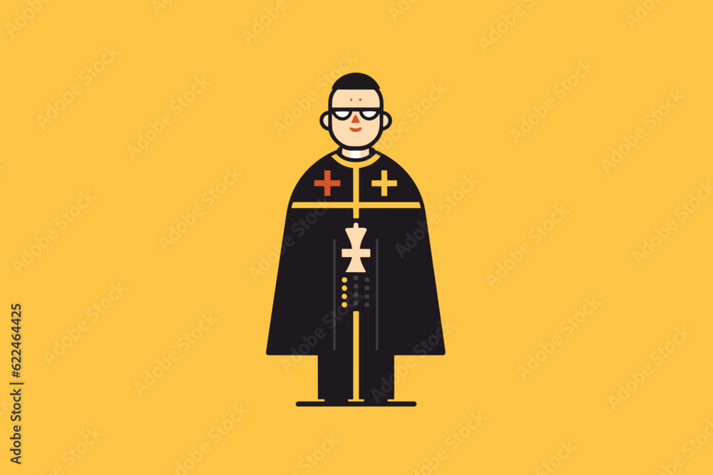 Doodle inspired Clergy, cartoon sticker, sketch, vector, Illustration ...