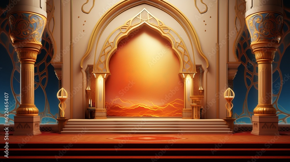 Arabic Elements Ornate Stage Background Stock Illustration | Adobe Stock