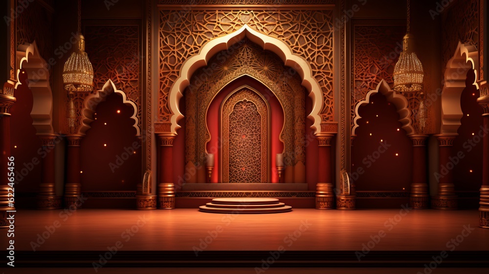 Arabic Elements Ornate Stage Background Stock Illustration | Adobe Stock