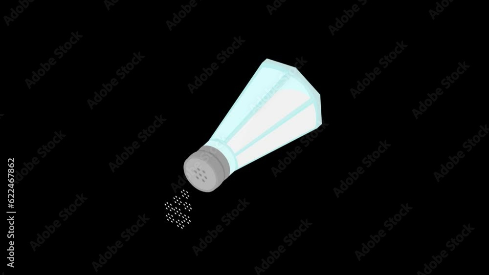 video animation of a salt shaker on a transparent background with zero ...