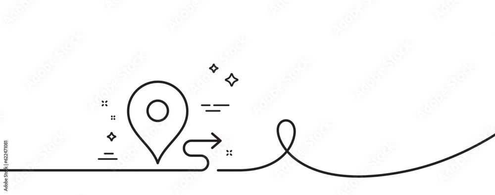 Journey line icon. Continuous one line with curl. Road path sign. Route ...