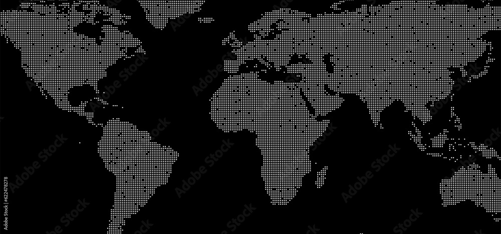 Abstract world map out of white dots, dotted earth map, points, round ...