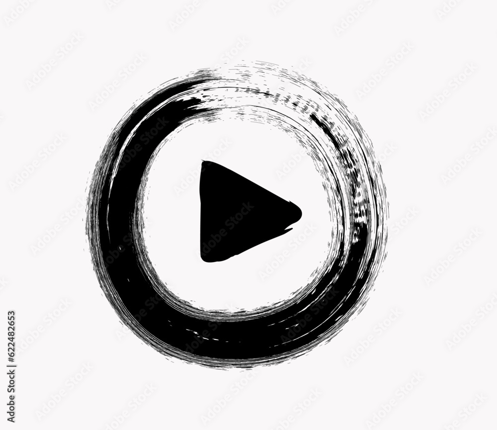 Graffiti Play button icon with black Spray paint. grunge play icon on ...