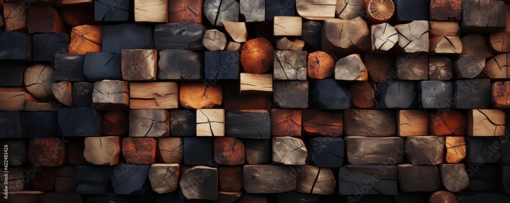 Stack of wooden stumps in cross section texture background Stock ...