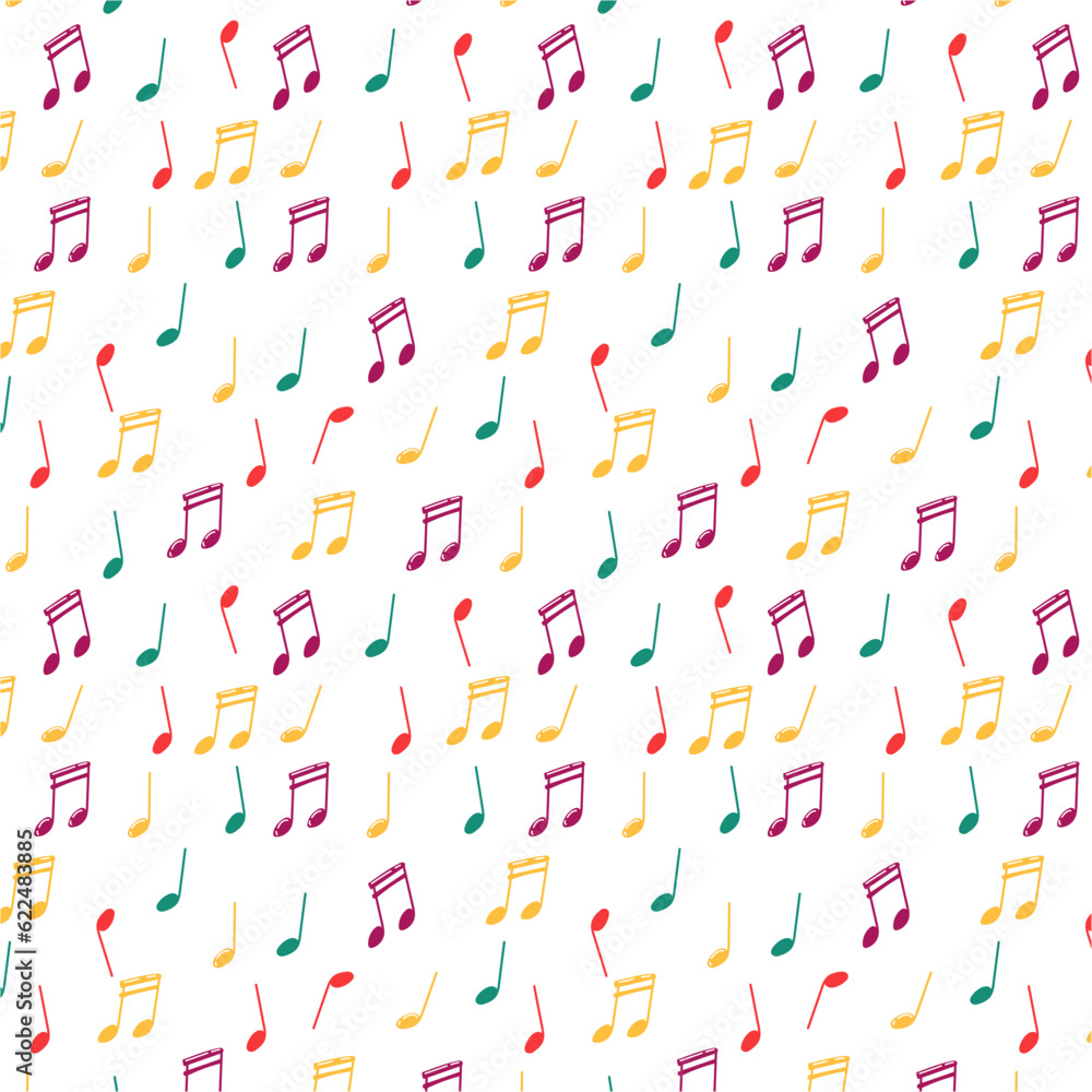 Multi colored pattern notes drawn by hand, doodle notes, simple symbols ...