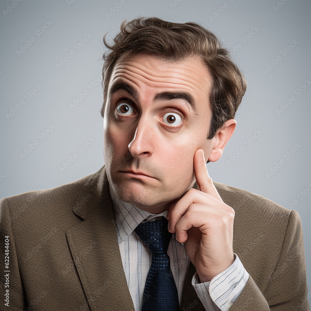 Eyes of Astonishment: The Captivating Face of a Person, Clad in a Suit ...