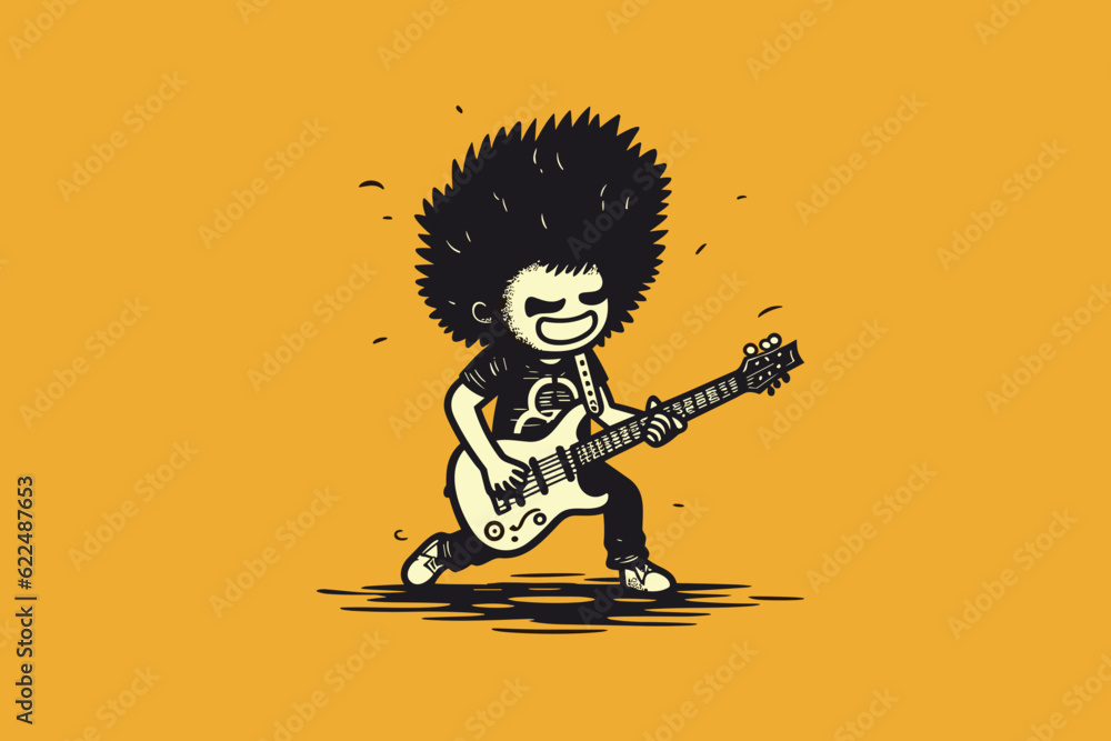Vektorová grafika „Doodle inspired Rocker, cartoon sticker, sketch ...